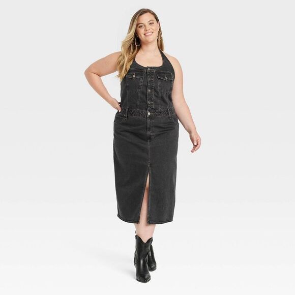 Universal Thread | Dresses | Universal Thread Womens Midi Halter Denim ...